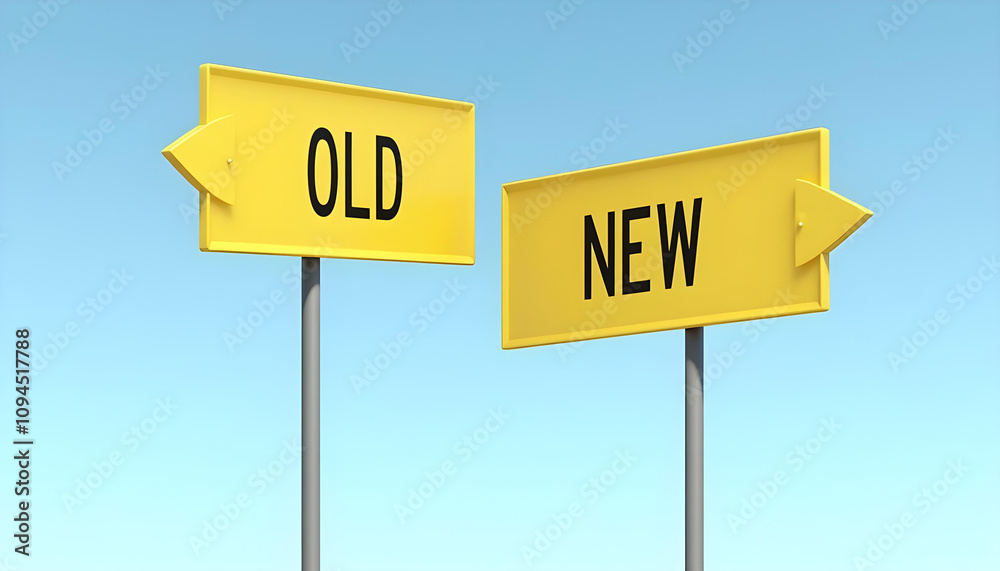 Old vs New, Old or New. An image of a yellow road sign Stock Photo ...