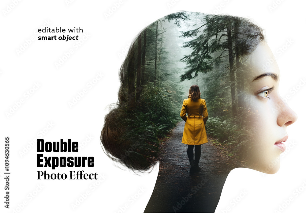 Double Exposure Photo Effect. Some Elements are AI Generated Stock ...