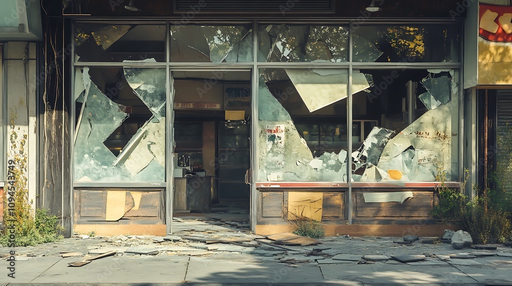 Shattered Glass and a Forgotten Storefront: A Glimpse of Urban Decay ...