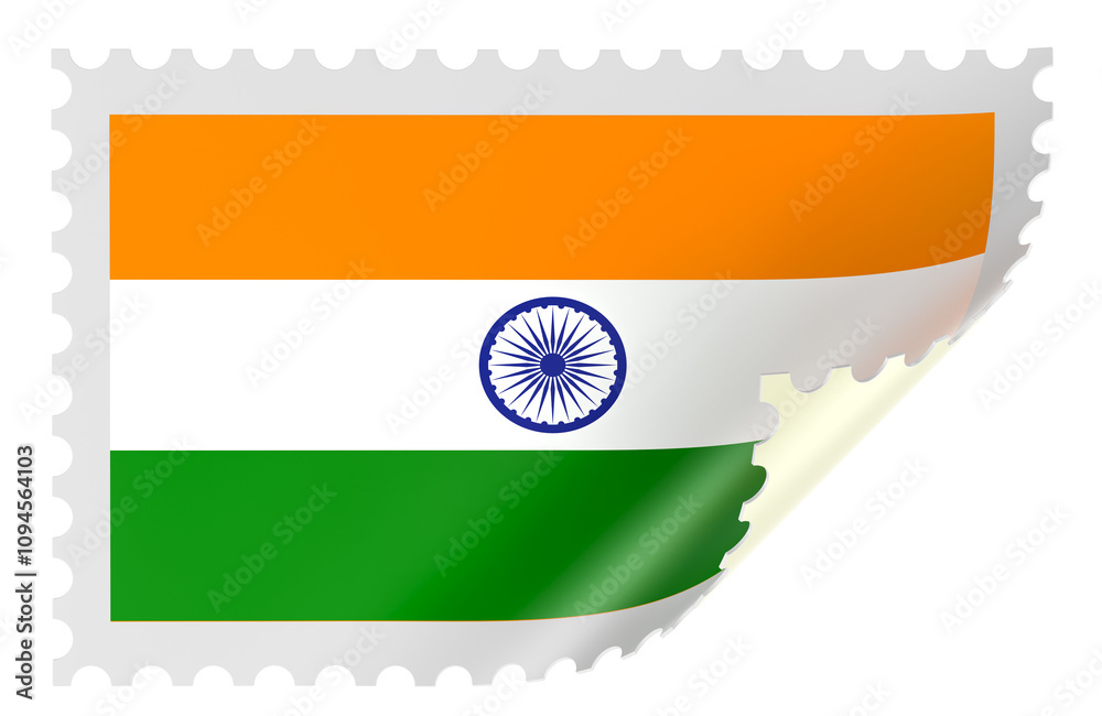 Indian Postage Stamp, postage stamp of India. 3D rendering isolated on ...