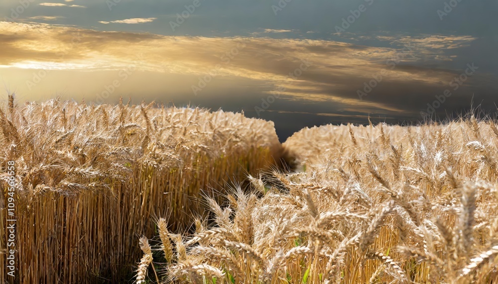 High-quality wheat field border design isolated on a transparent ...