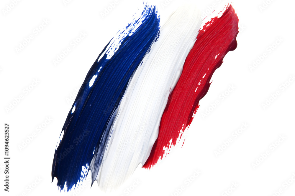 french flag painted using brush isolated over white (transparent ...