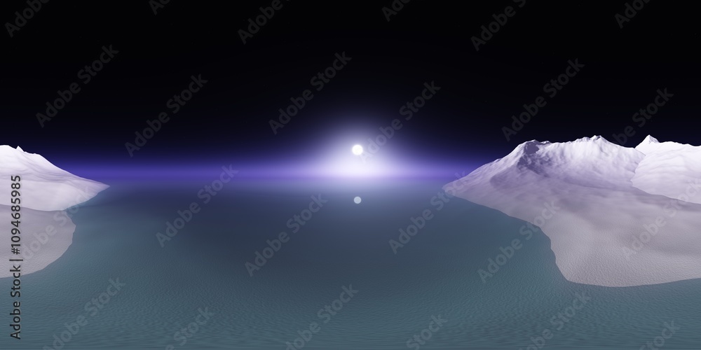 north sea panorama with glacier, HDRI, environment map , Round panorama ...