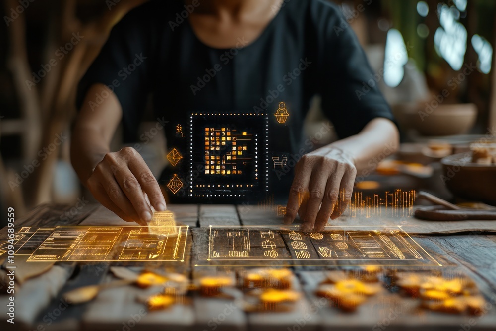 Blockchain Verification Of Indigenous Crafts Artisan Crafts With Digital Trust Icons Stock