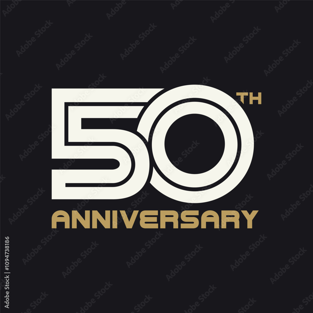 50 years anniversary template design with classic text on black ...