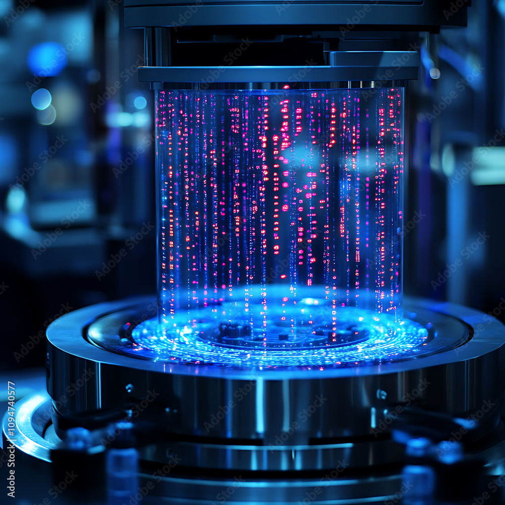 DNA sequencing machine in sterile lab, showcasing vibrant data streams ...