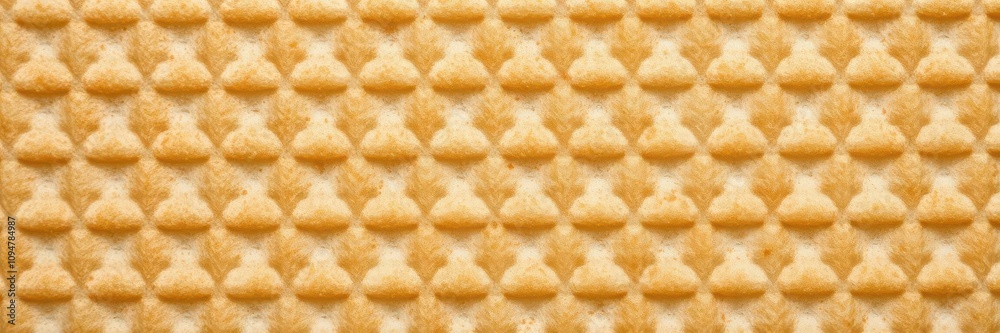 Close-up photo of a crispy wafer texture with grid-like patterns, wafer ...