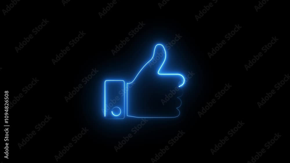 Neon thumb up like icon animation. animated like button. like emoji ...