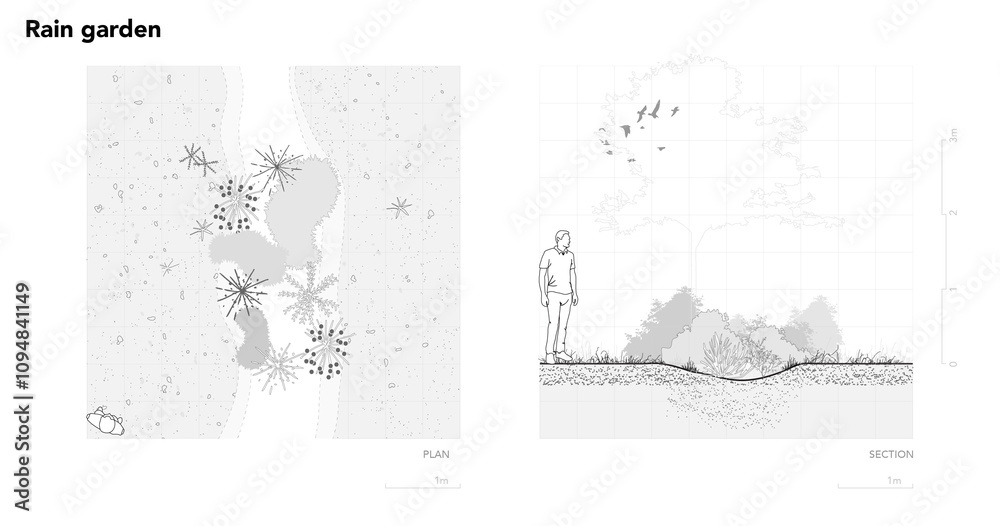 Poster Architectural Drawings, Minimal style cad tree line drawing ...