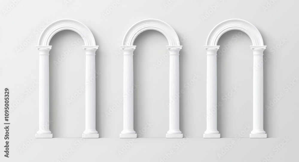 An isolated 3D set of antique marble arches on a transparent background ...