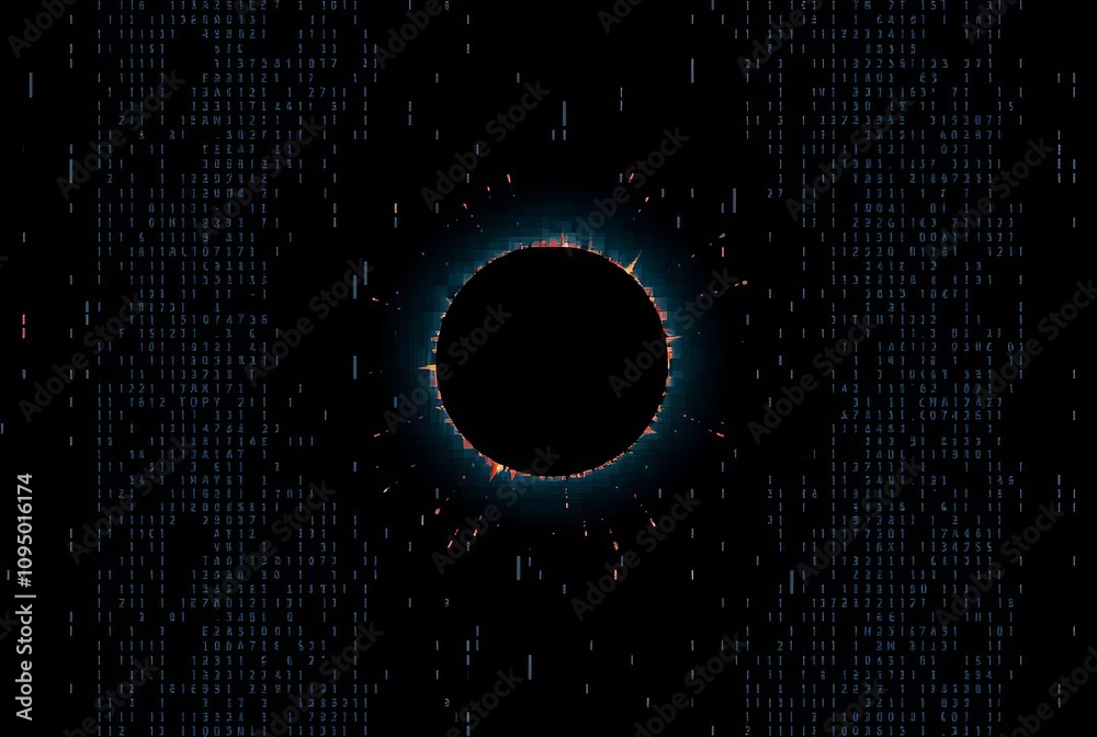 Pixelated Eclipse Pixel art matrix code sun at night with a pixe Stock ...