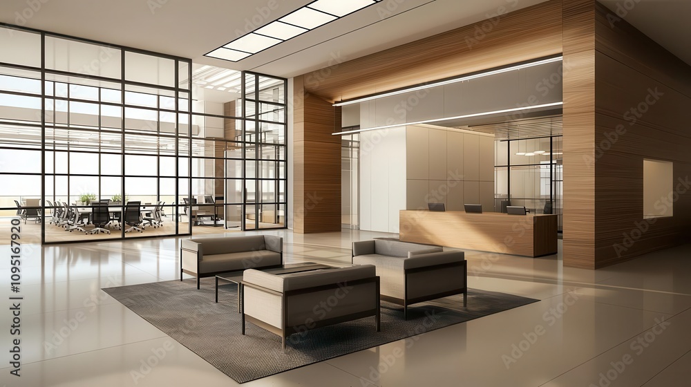 Modern HR office with private interview rooms, soothing decor, and ...