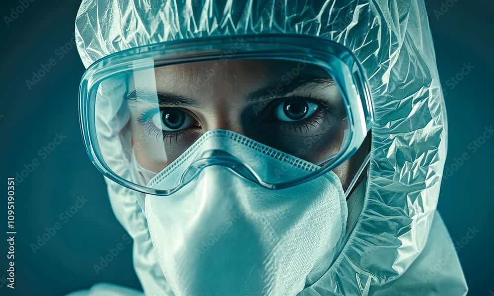 Woman in White Hazmat Suit Wearing a Transparent Plastic Mask for ...
