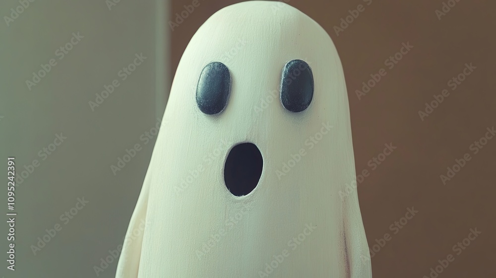 A ghost or a vision in a white sheet. Halloween. An eerie ghostly being ...