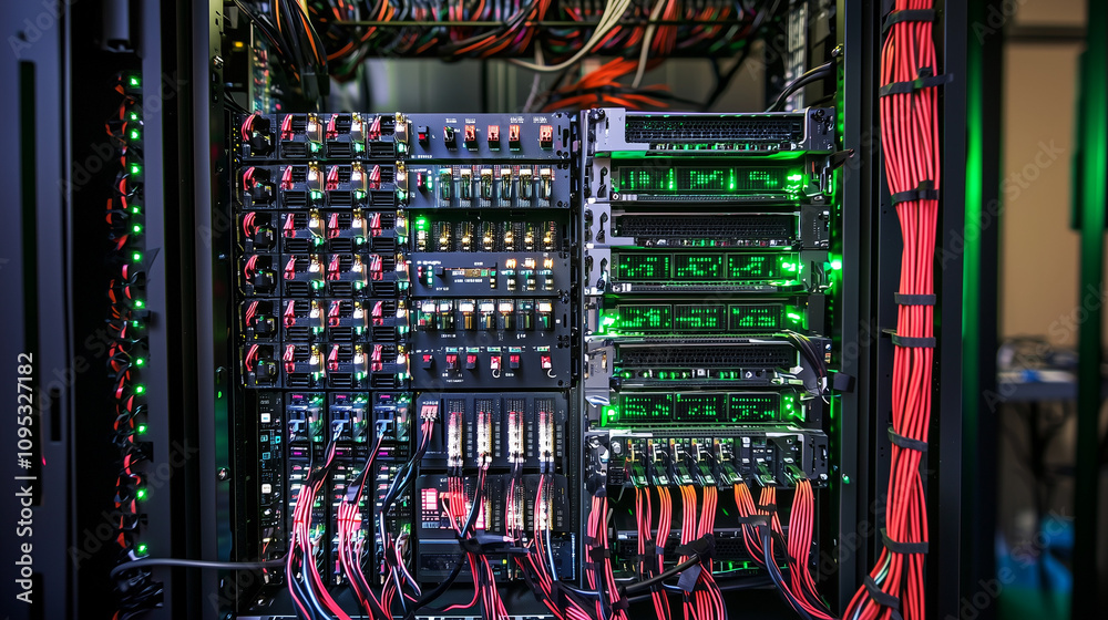 A detailed schematic of server racks organized within a data center ...