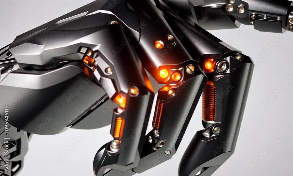 Futuristic chrome robotic hand on white background, robot hand pointing ...