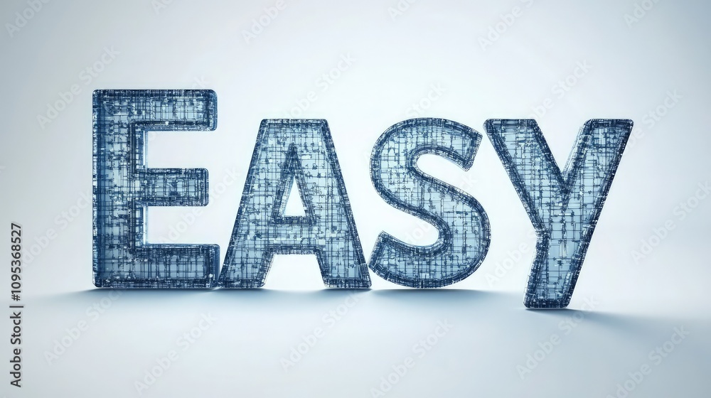Bold letters form the word easy, showcasing a unique textured design in ...