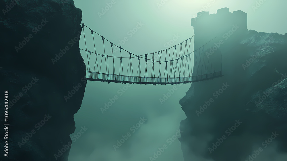 Perilous crossing: a daring suspension bridge through the mist ...