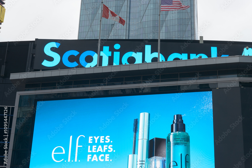 LG digital advertising billboard on the exterior of Scotiabank Arena ...