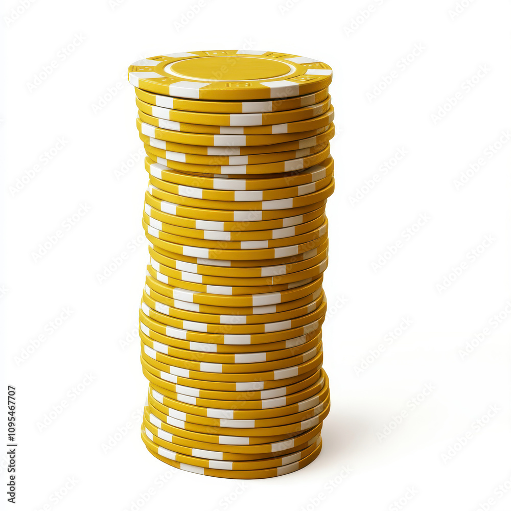 Neat Stack of Yellow Poker Chips Arranged in a Tower for a Game Night ...