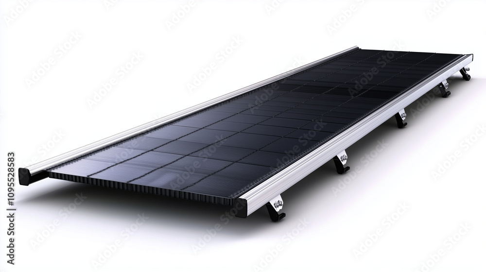 Isolated on white, a lightweight metal ramp with hinged folding for ...