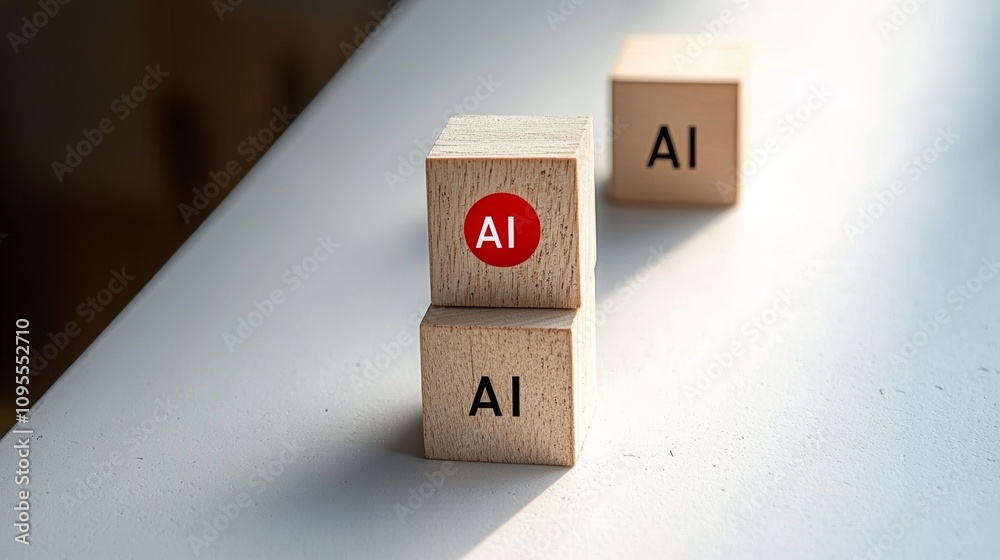 AI and Target Symbols on Wooden Blocks Representing Progress and ...