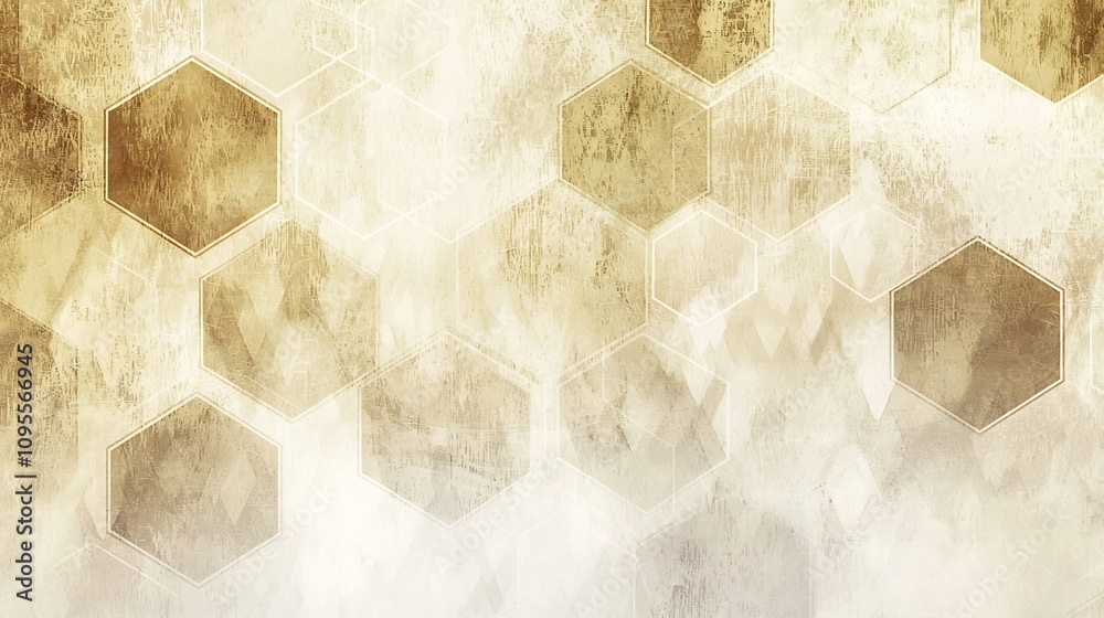 Faded beige geometric pentagons arranged in a random minimalist layout ...