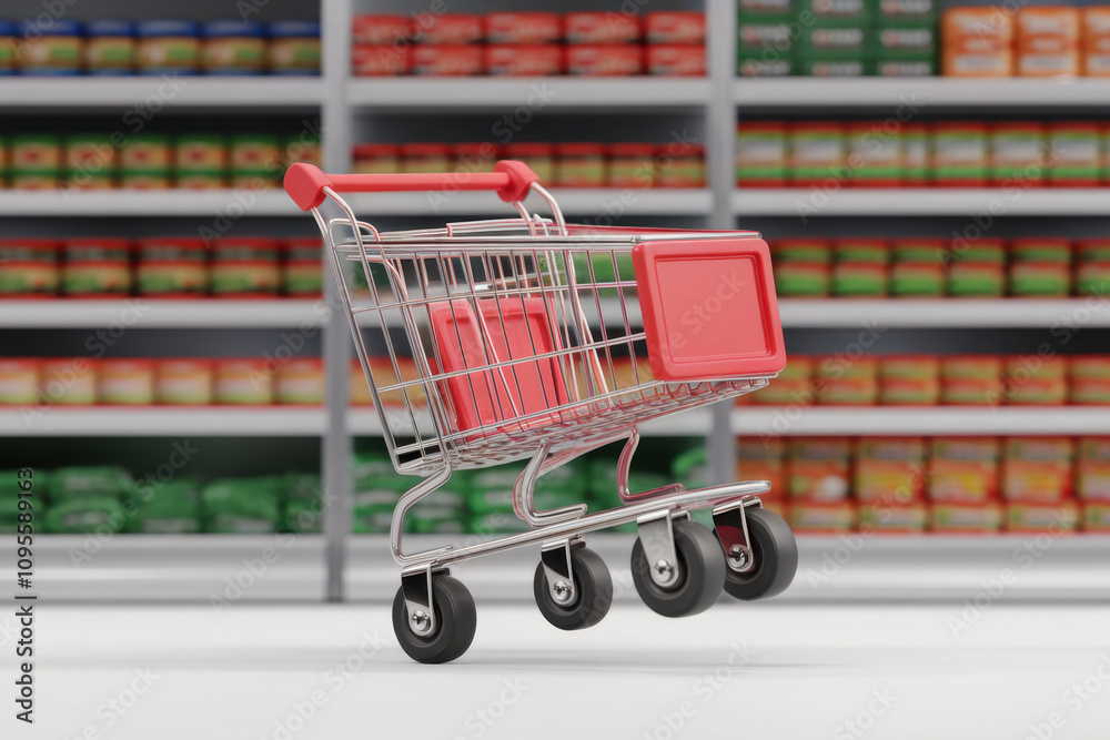 Shopping cart animation supermarket digital art indoor 3d view ...