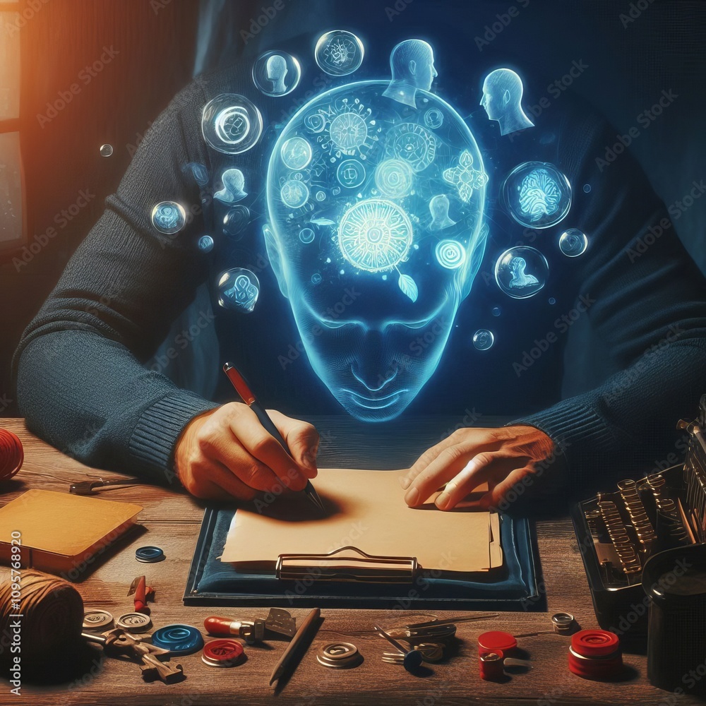 Using writing as a tool for self reflection and emotional proces Stock ...