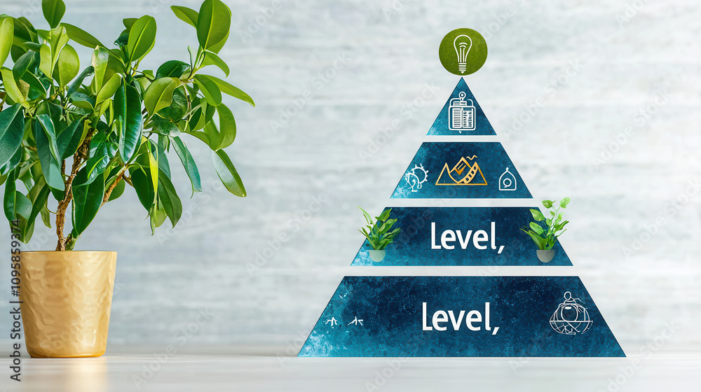 Infographic showing four tier pyramid labeled with levels and icons ...
