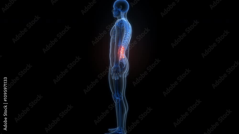 Spinal Cord Vertebral Column Lumbar Vertebrae of Human Skeleton System ...