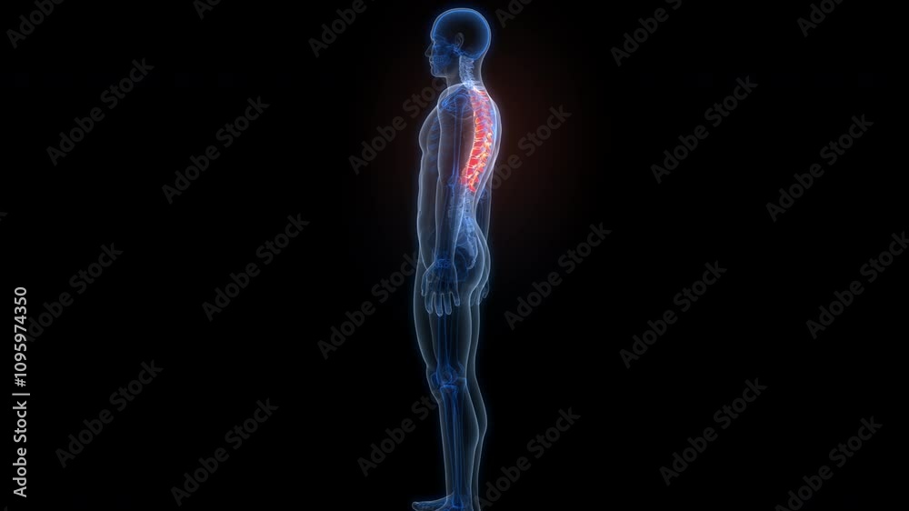 Spinal Cord Vertebral Column Thoracic Vertebrae of Human Skeleton ...