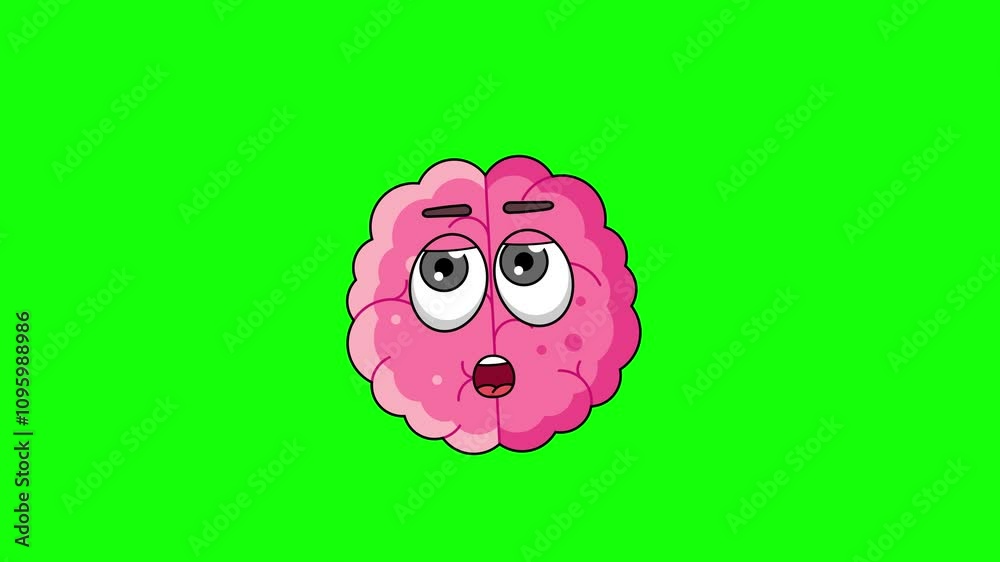 brain cartoon facing with rolling eye, emoji emoticon animation vídeo ...