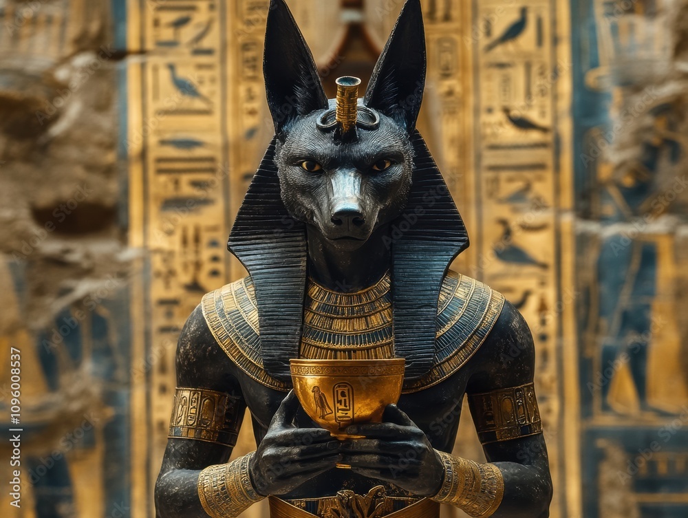Anubis, the jackal-headed god of the dead in Egyptian mythology, stands ...