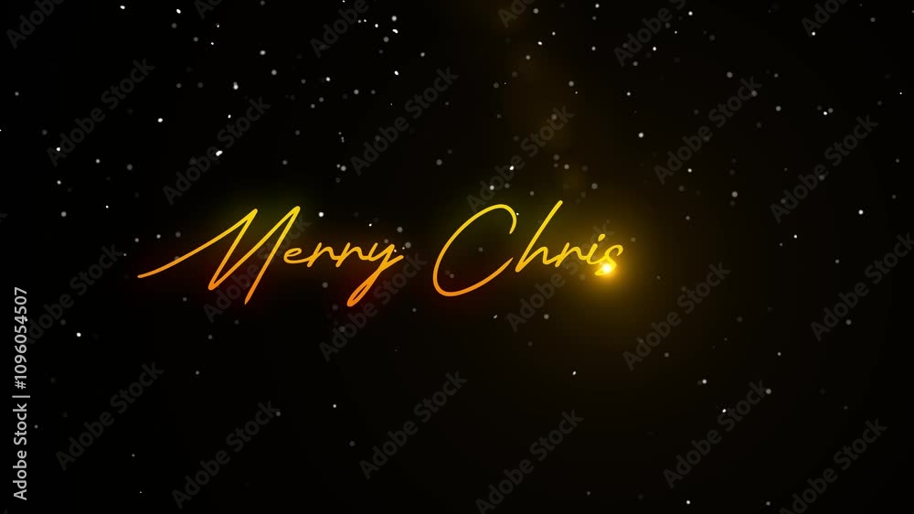 Merry Christmas animation drawing text with snow background. Video ...
