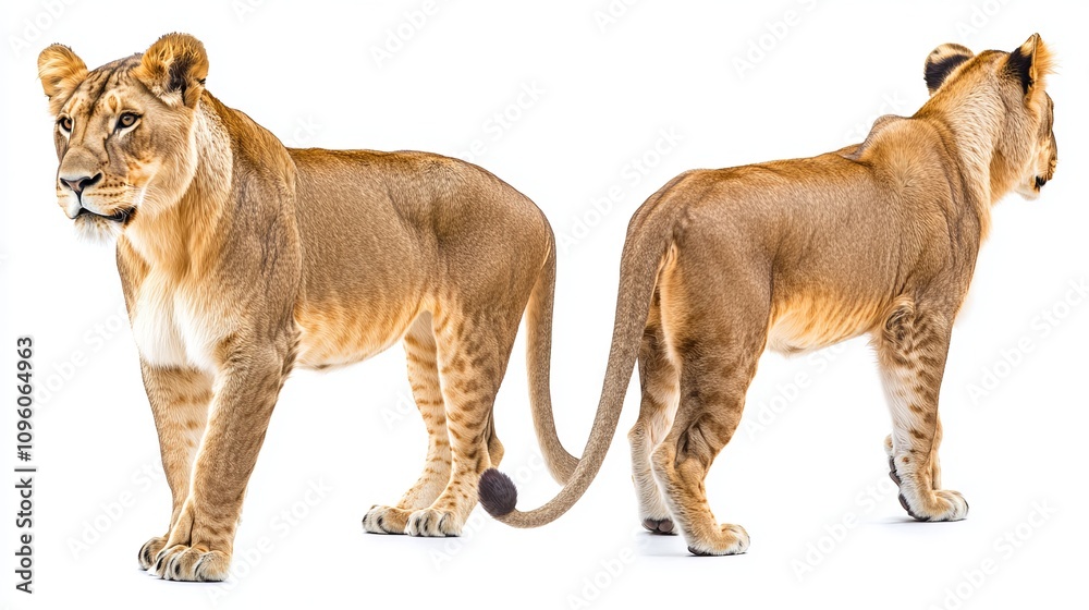 lion lioness, many angles and view portrait side back head shot ...