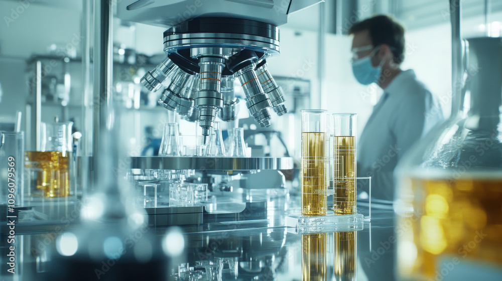 Nanotechnology lab with closeups of nanoscale machinery, researchers ...