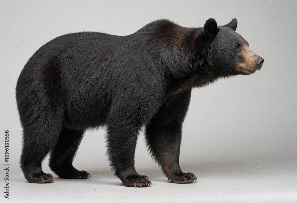 standard Black Bear right side view. Full figure visible, flat white ...