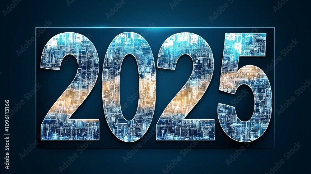 Project 2025 plans concept, A futuristic representation of the year ...