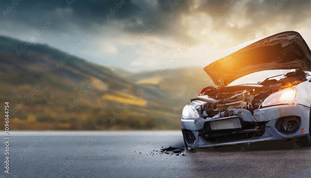 Detailed visual representation of a car crash on the road, highlighting ...