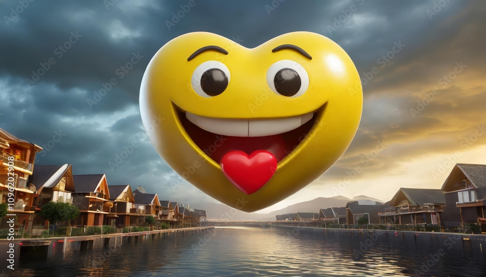 Vibrant D In Love Emoji Icon â€“ Romantic Heart-Eyed Emoticon with ...