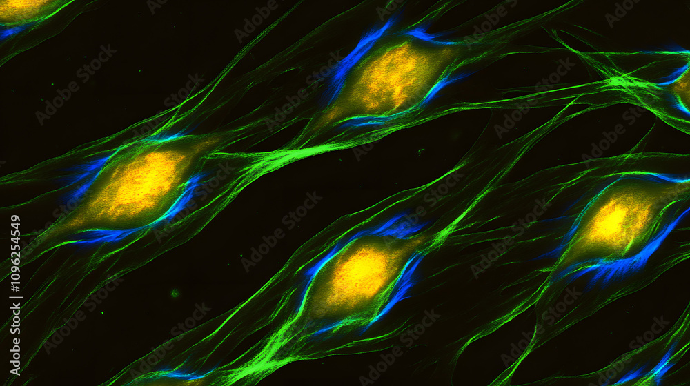 A microscopic view of active muscle cells, highlighting their dynamic ...