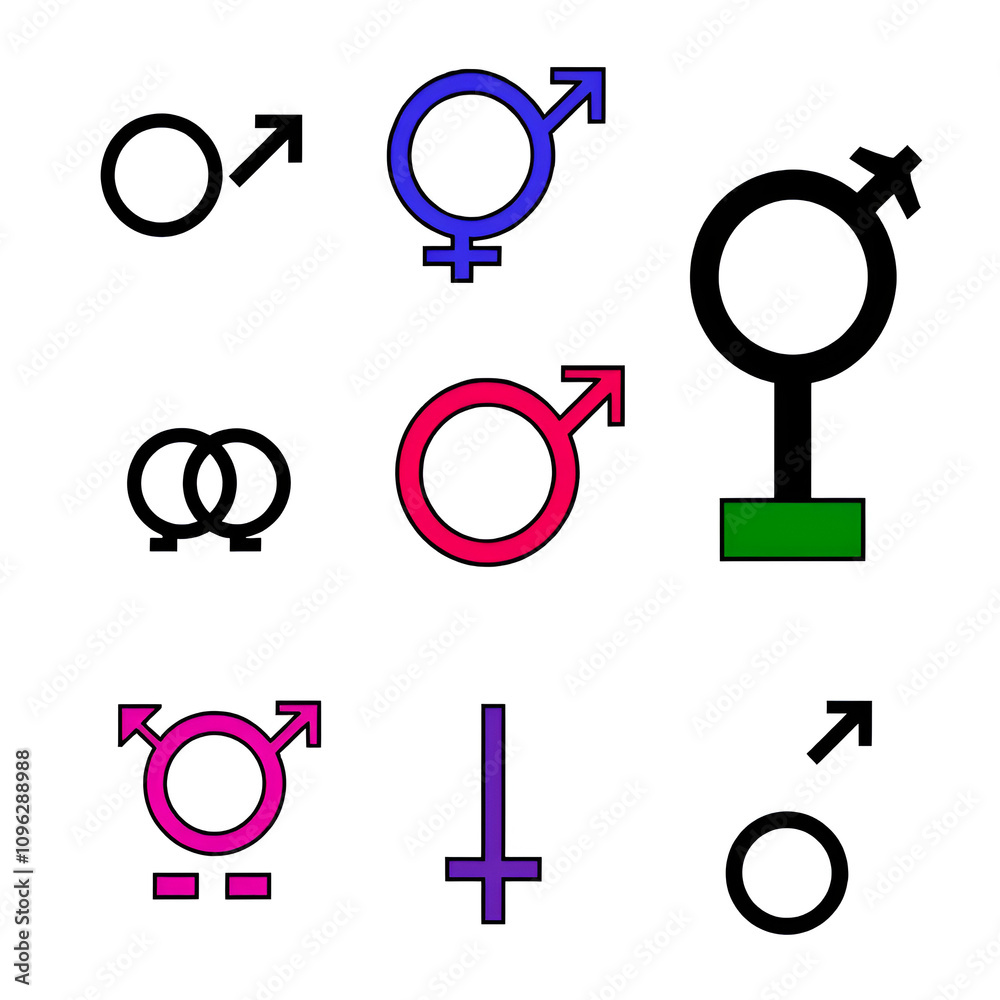 LGBT symbols for bisexual, bigender, intergender. LGBT gender signs set ...