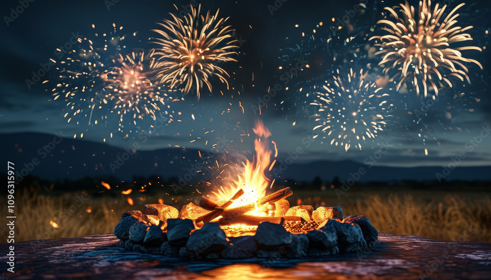 New Year Celebration, A small empty black obsidian podium with ...