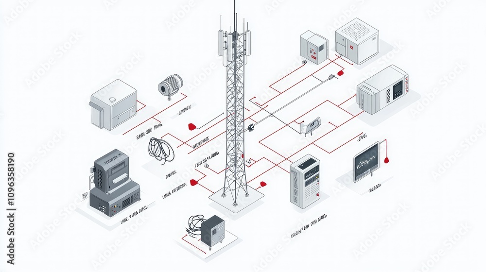 Detailed diagram of a traditional pager system, showing signal ...