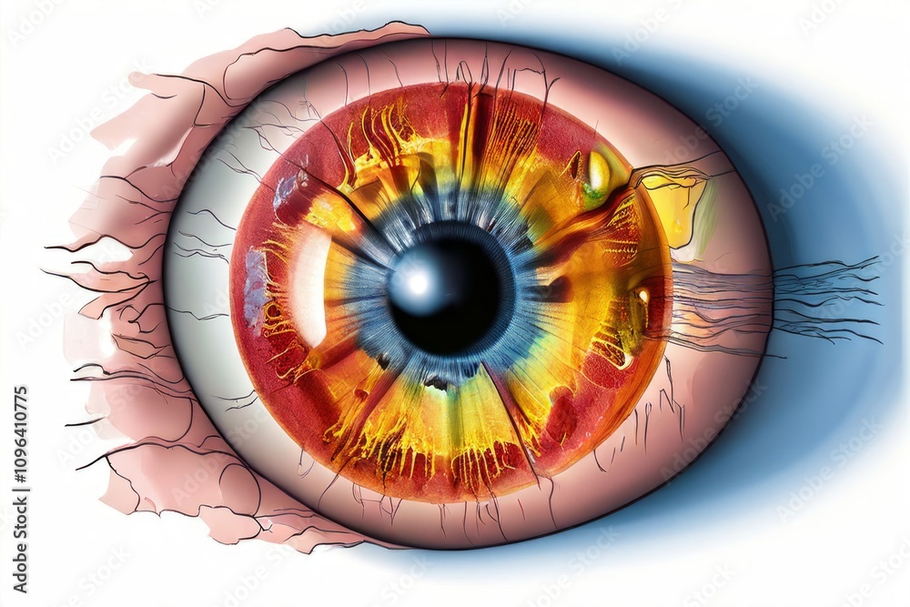 diagram showing retinal detachment and its effects on vision Stock ...