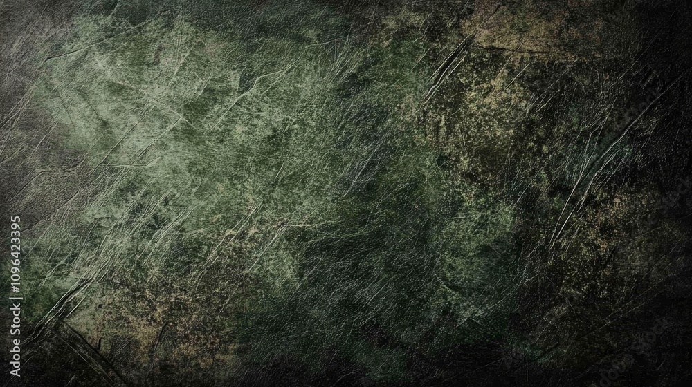 Green scratched metal texture with worn, distressed markings, creating ...