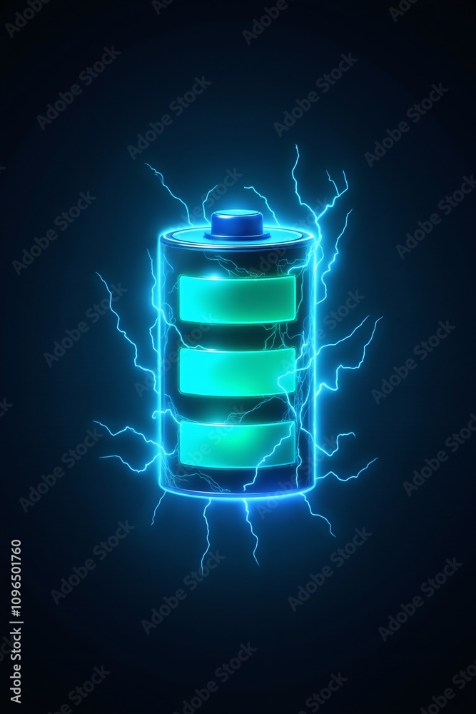 High Capacity Battery Energy Power Full Charge Electric Neon Blue ...