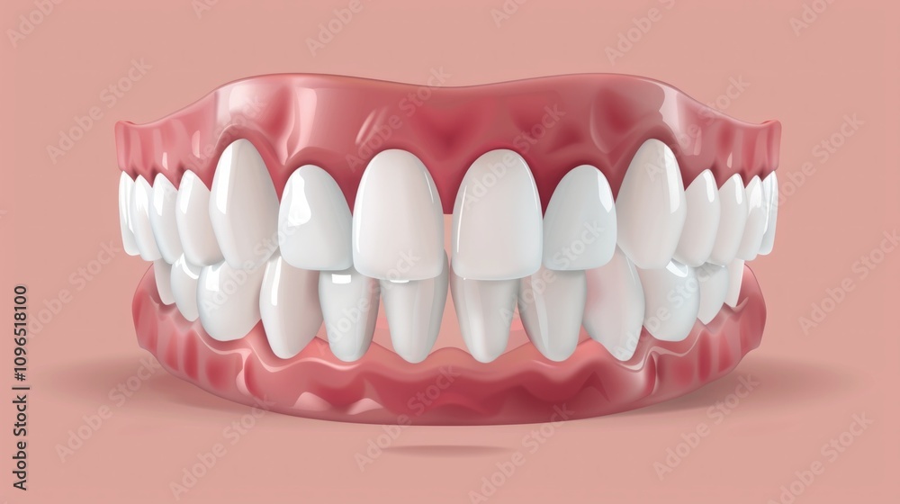 3D anatomical model of human teeth and gums showing upper and lower jaw ...