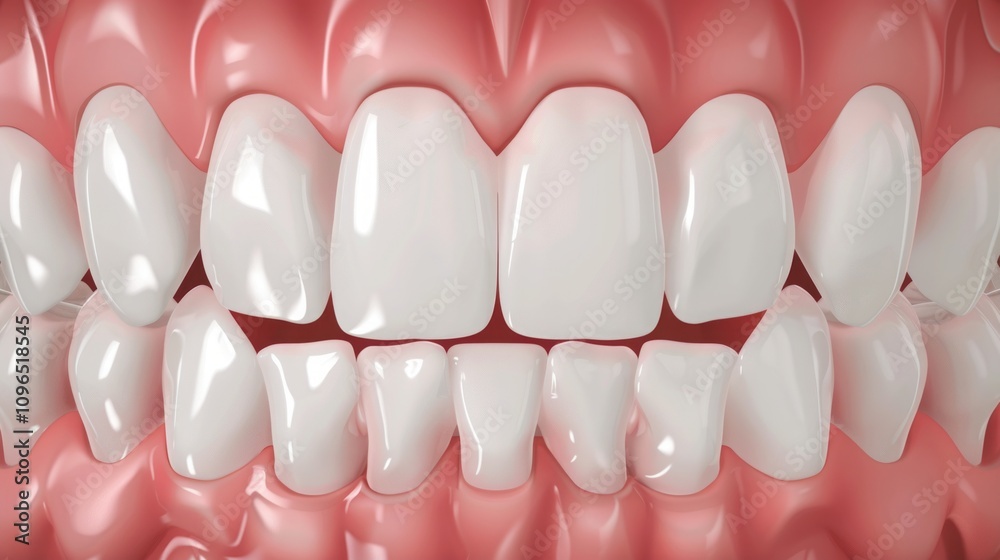 Close-up of human teeth with gums in a 3D render. Detailed dental ...